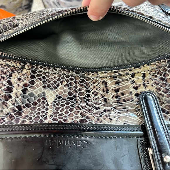 Calvin Klein | Bags | Calvin Klein Snakeskin Patent Leather Python Top ...